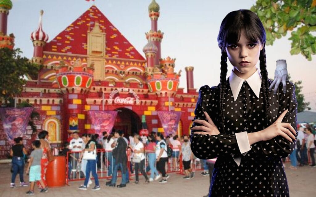 Yucatán. Castillo Coca Cola en Xmatkuil 2023 con temática de Merlina